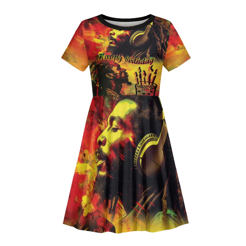 Happy Birthday King of Reggae Kid Short Sleeve Dress by AfricanPride