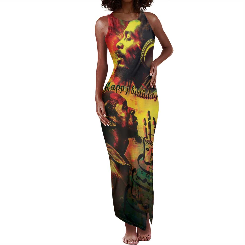 Happy Birthday King of Reggae Tank Maxi Dress by AfricanPride