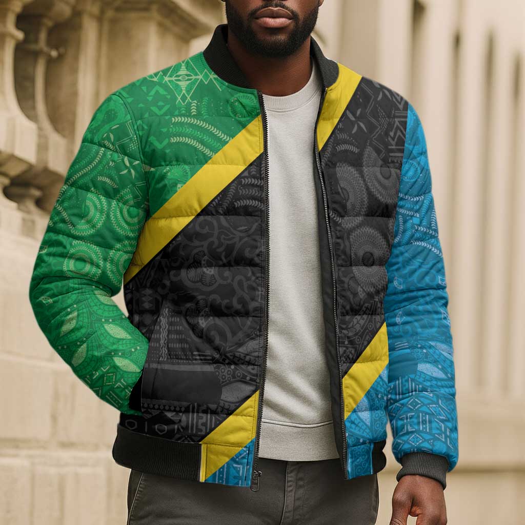 Tanzania 255 Bomber Puffer Jacket African Mix Pattern Flag Motif by ...