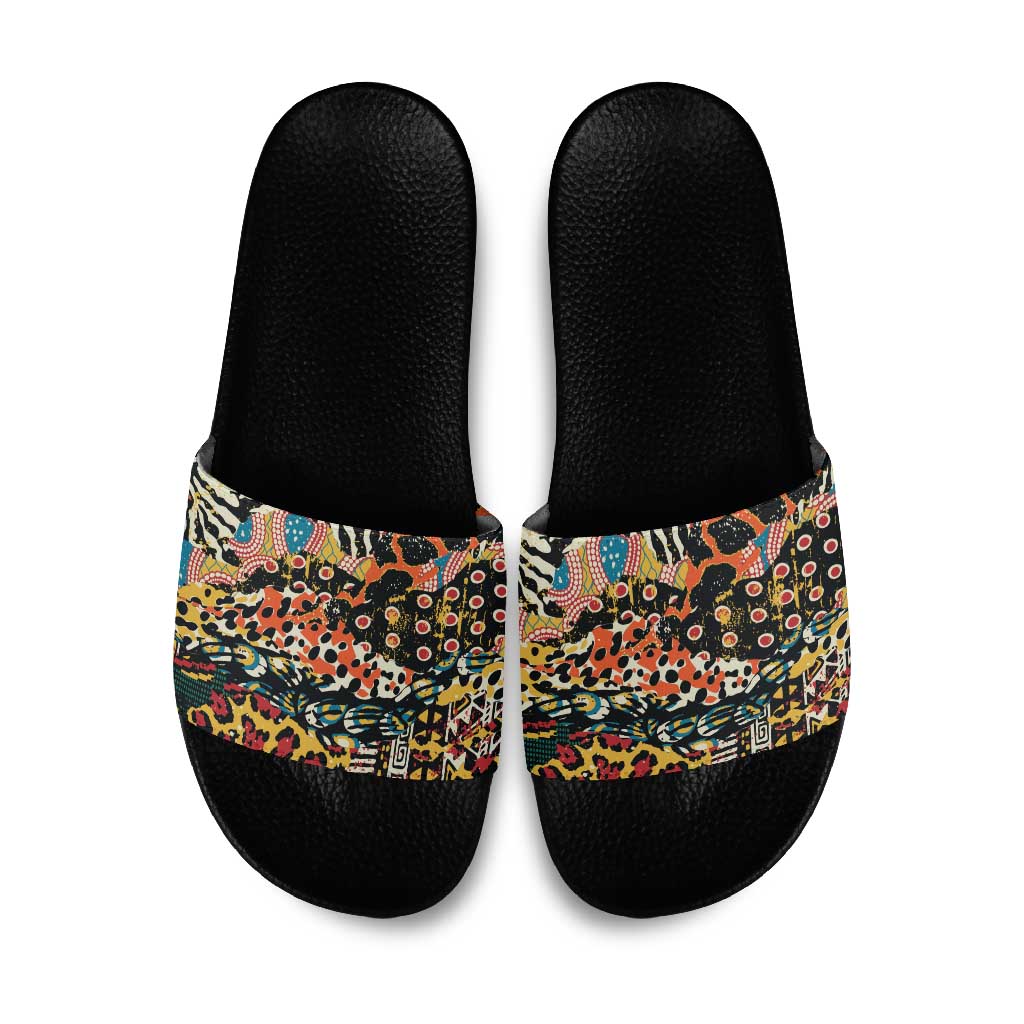 African Mixed Wild Animal Skins Slide Sandals by African Pride Shop