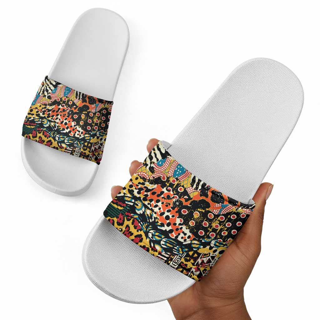 African Mixed Wild Animal Skins Slide Sandals by African Pride Shop