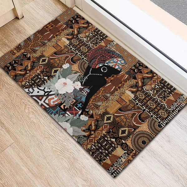 Beautiful Black Woman Rubber Doormat African Tribal Pattern by ...