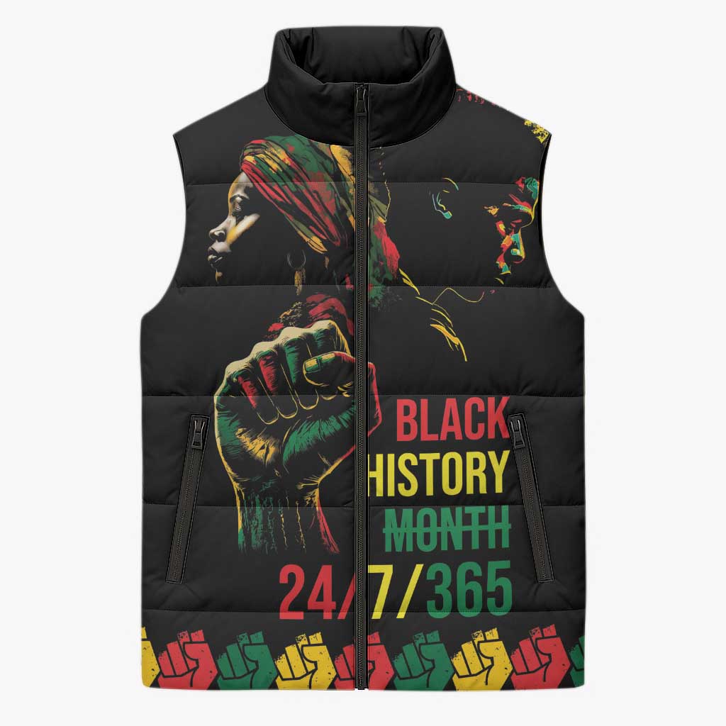 When I'm Born I'm Black Sleeveless Puffer Jacket Black History Black ...