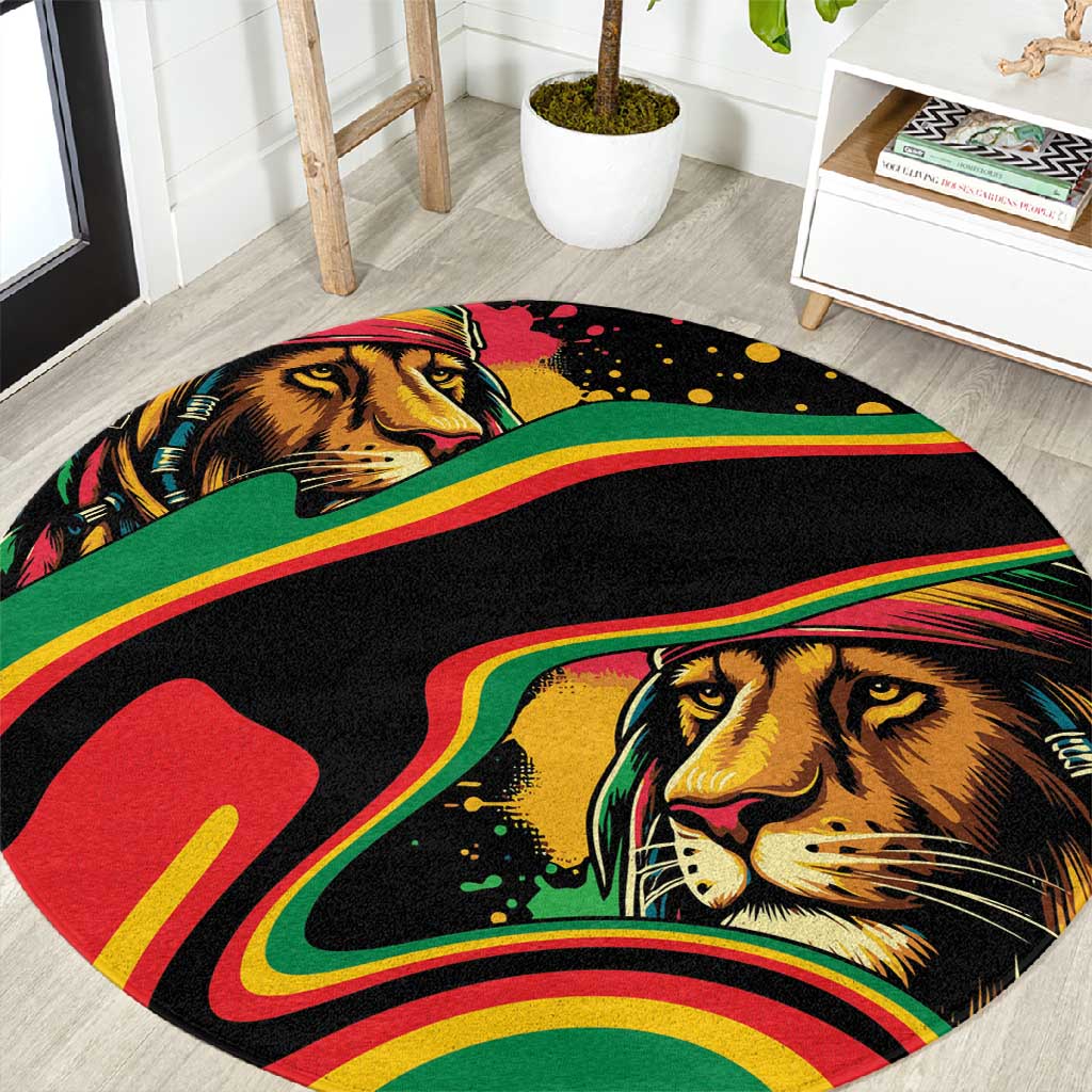 Proud Afro-Jamaicans Rasta Lion Round Carpet Reggae My Soul by AfricanPride