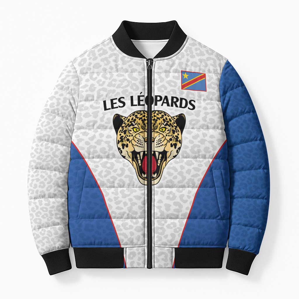 Africa DR Congo Football Custom Bomber Puffer Jacket White Leopard Skin ...