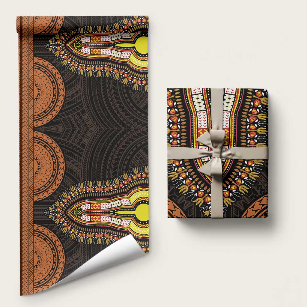 African Dashiki and Polynesian Pattern Wrapping Paper Gold by African Pride