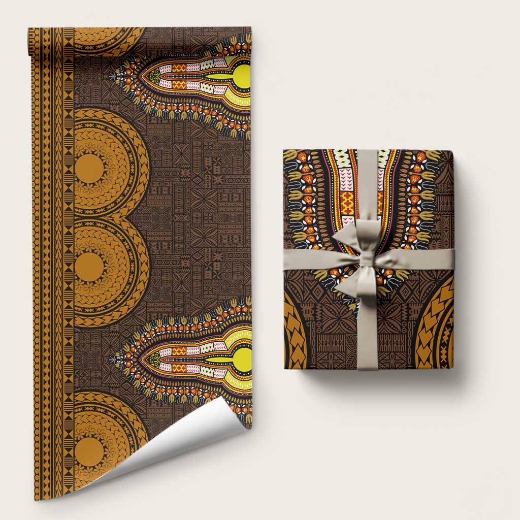 Gold Dashiki and Tapa Pattern Wrapping Paper Africa and Polynesia ...