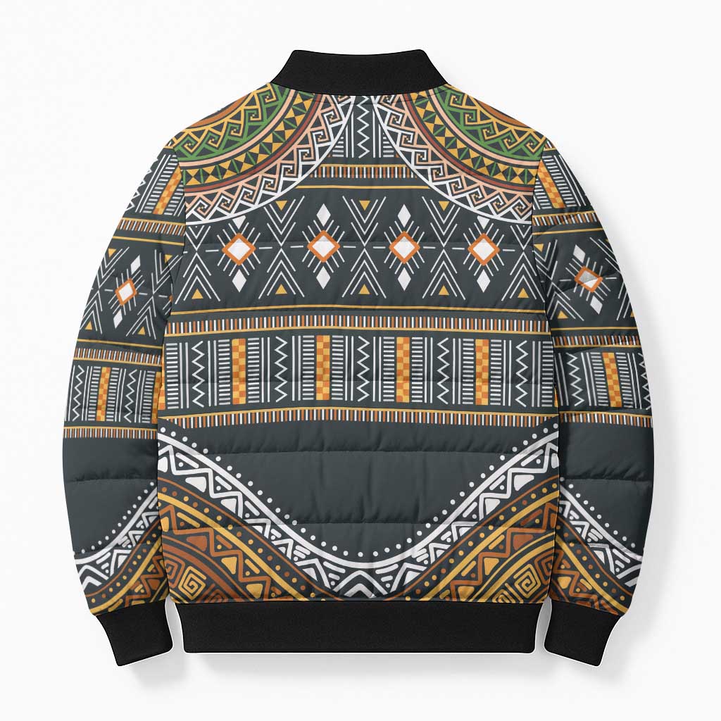 Africa Ethnic Native Pattern Bomber Puffer Jacket by African Pride Shop