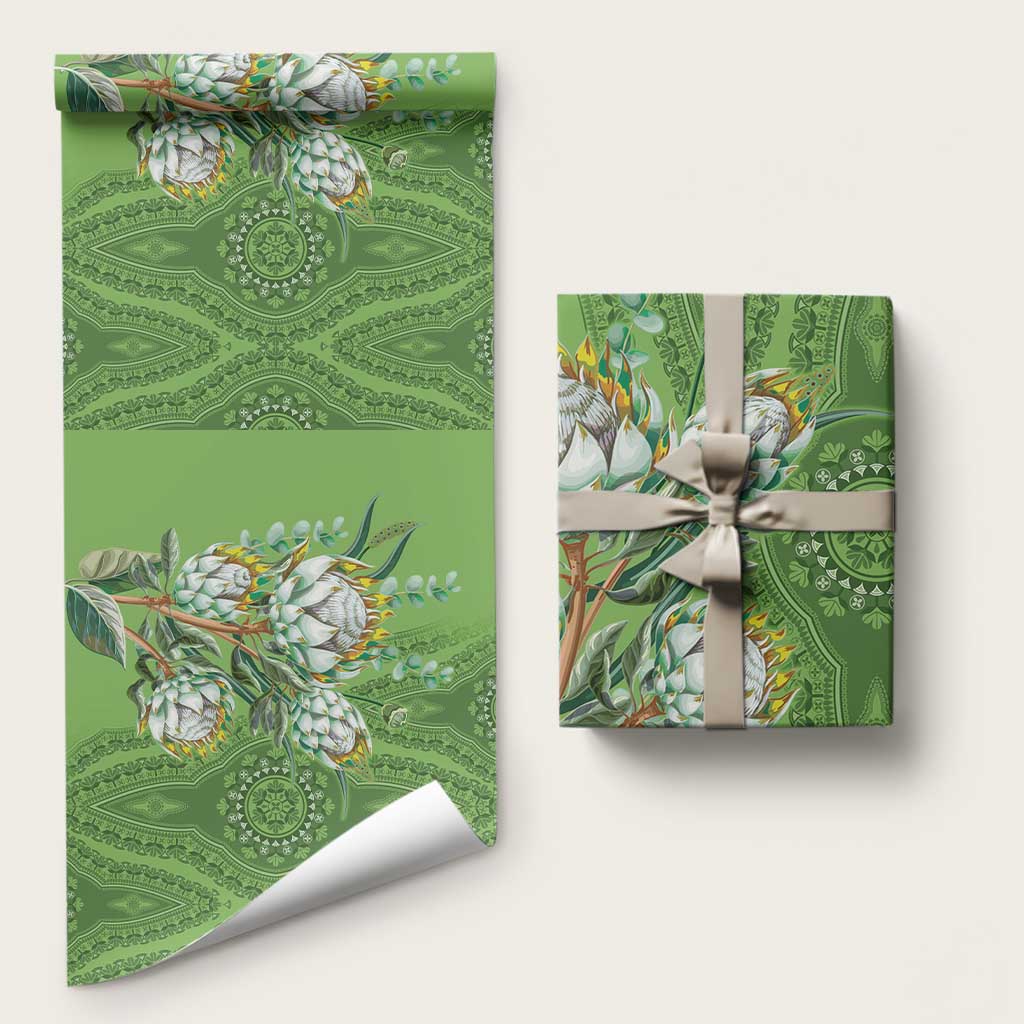 Africa King Proteas Dashiki Motif Wrapping Paper Green Style by African ...