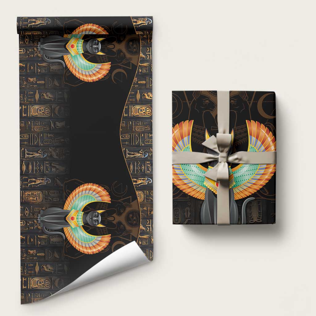 Winged Egypt Cats Wrapping Paper Ancient Egypt Culture by African Pride