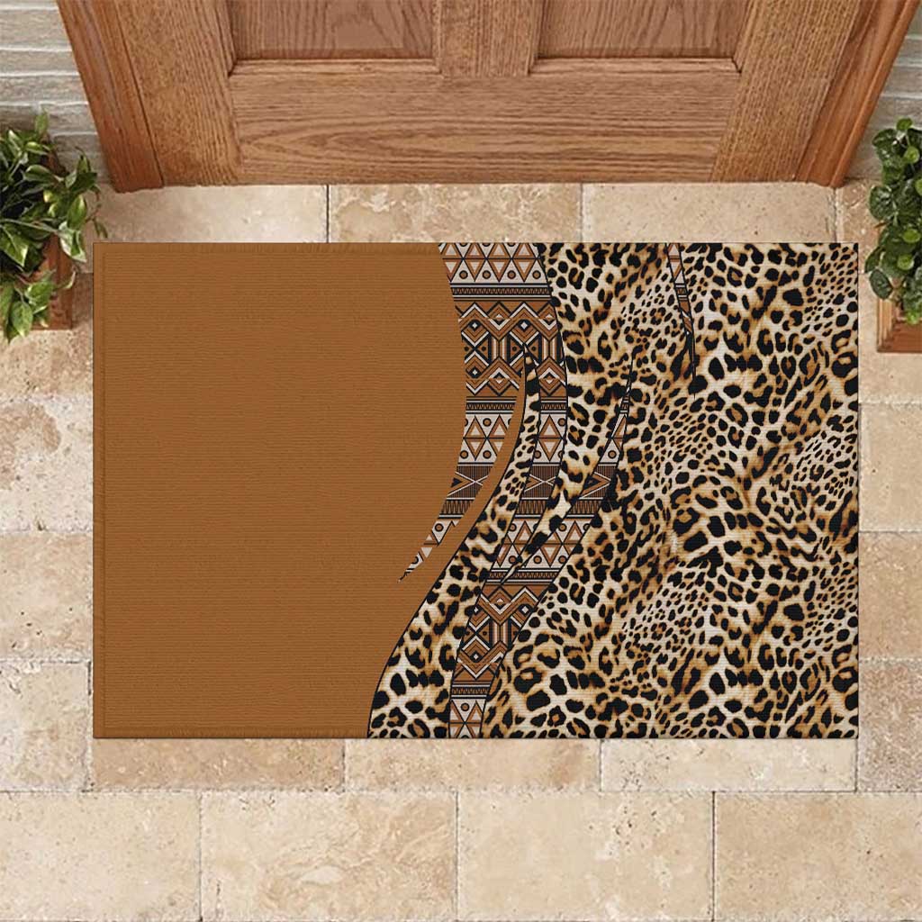 Afro Leopard Mix Native Tribal Pattern Rubber Doormat by AfricanPride