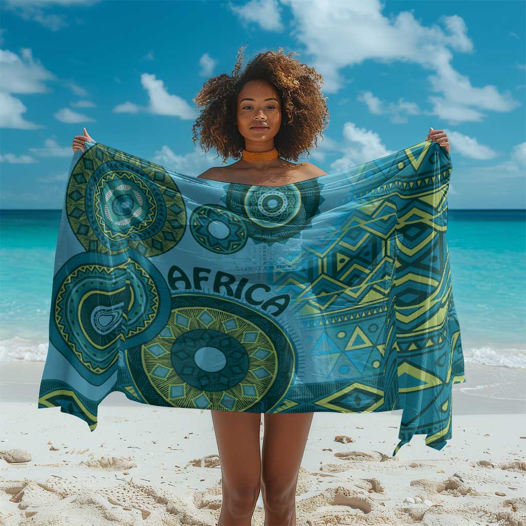 Afro Tribal Traditional Pattern Sarong Blue Motif by AfricanPride