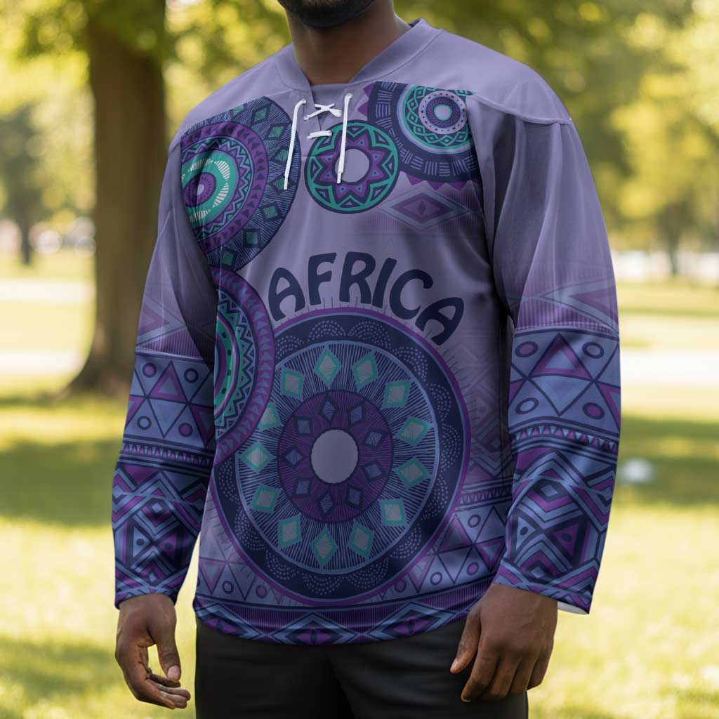 Africa Tribal Traditional Pattern Hockey Jersey Purple Motif by African ...