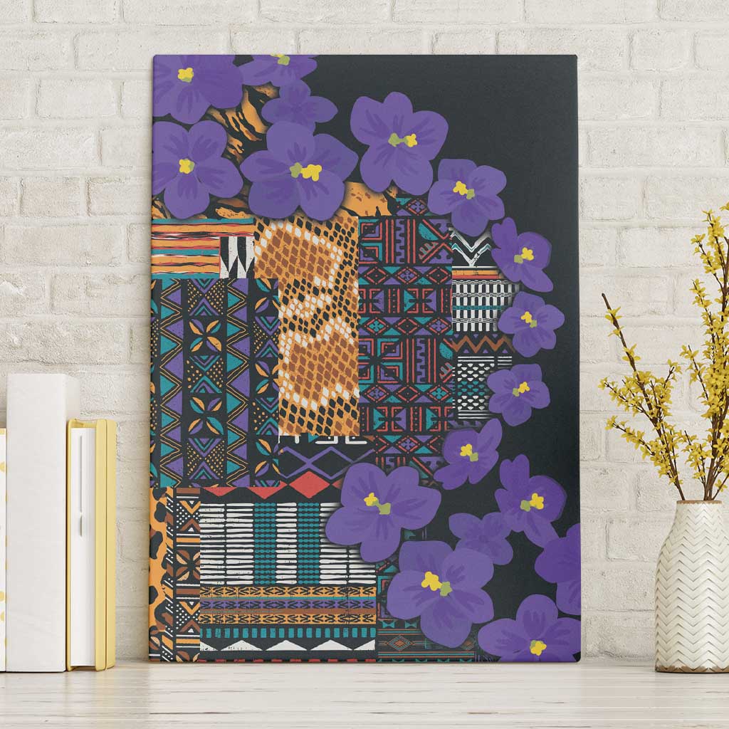 Afro Violets Flowers Canvas Wall Art Mix Native Tribal Pattern by ...