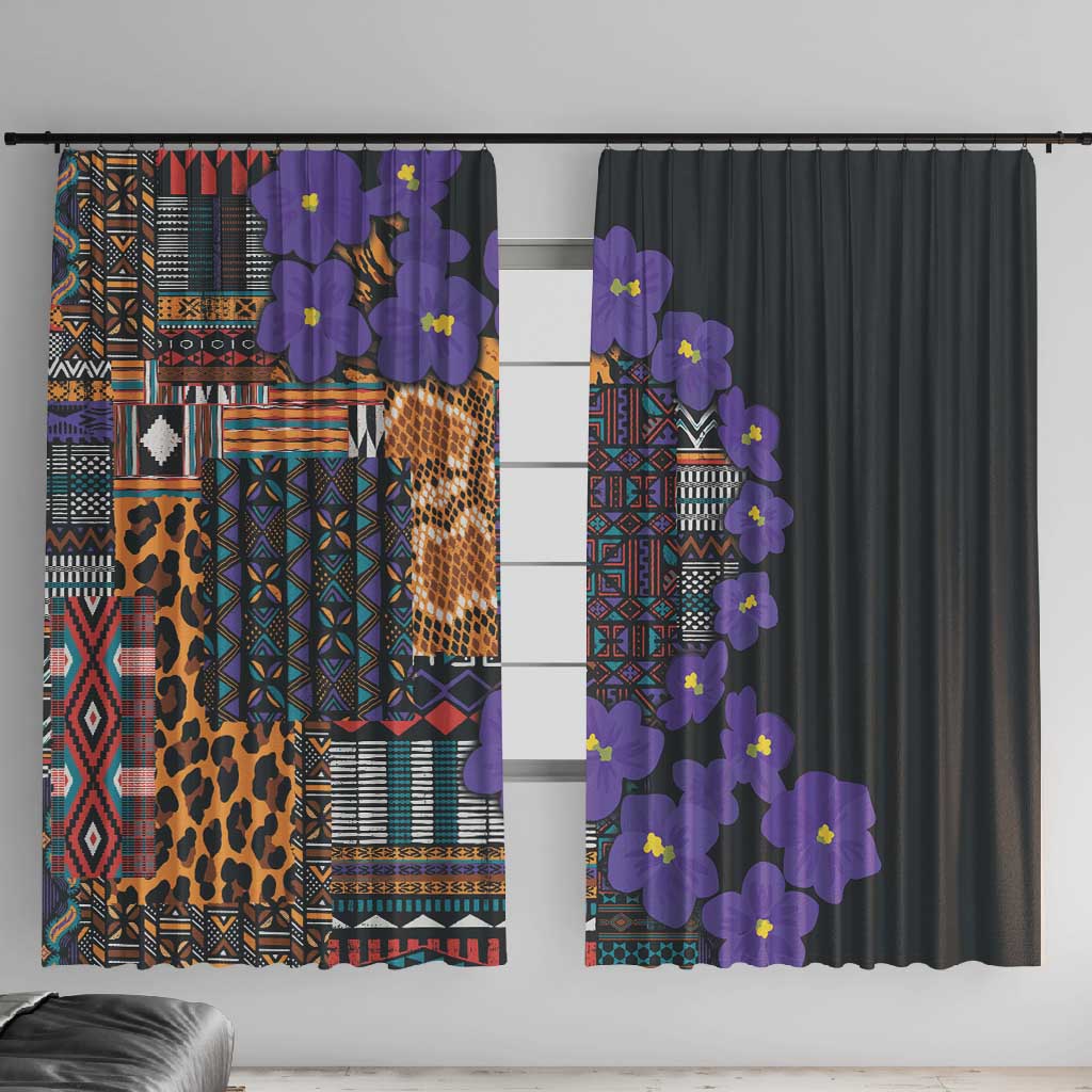Afro Violets Flowers Window Curtain Mix Native Tribal Pattern by ...
