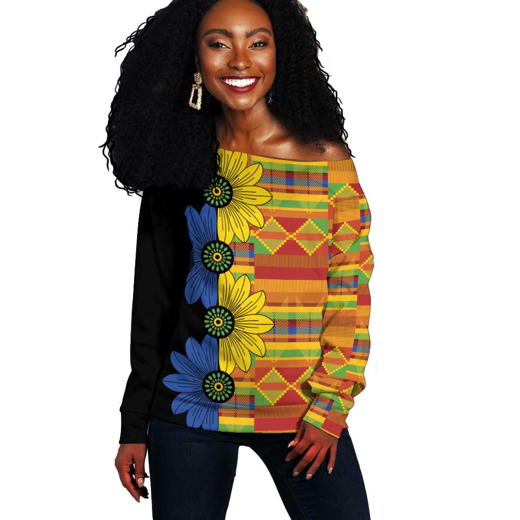 African Ethnic Kitenge Ankara Style Off Shoulder Sweater by AfricanPride