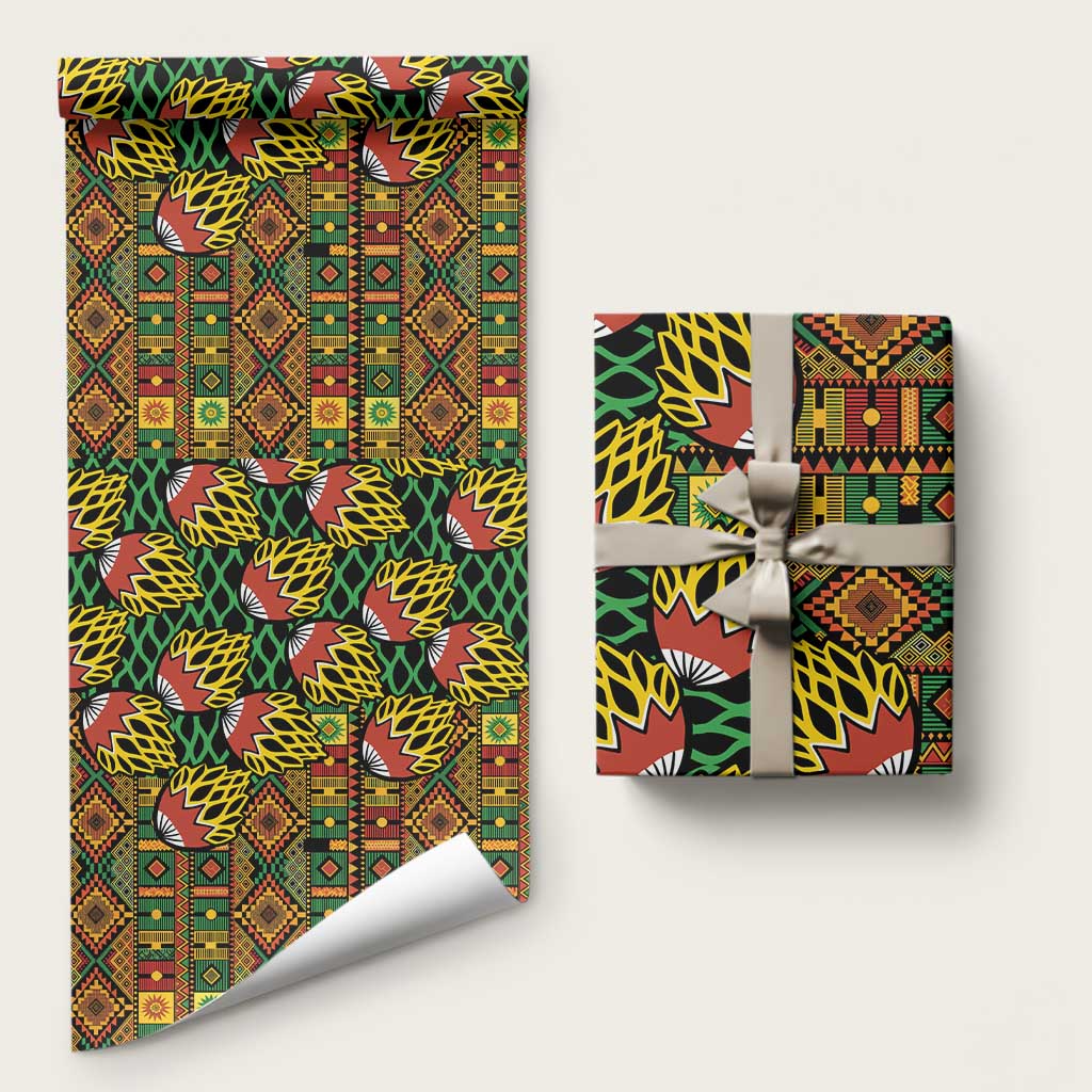 African Tribal Geometric Mixed Kanga Pattern Wrapping Paper by African ...