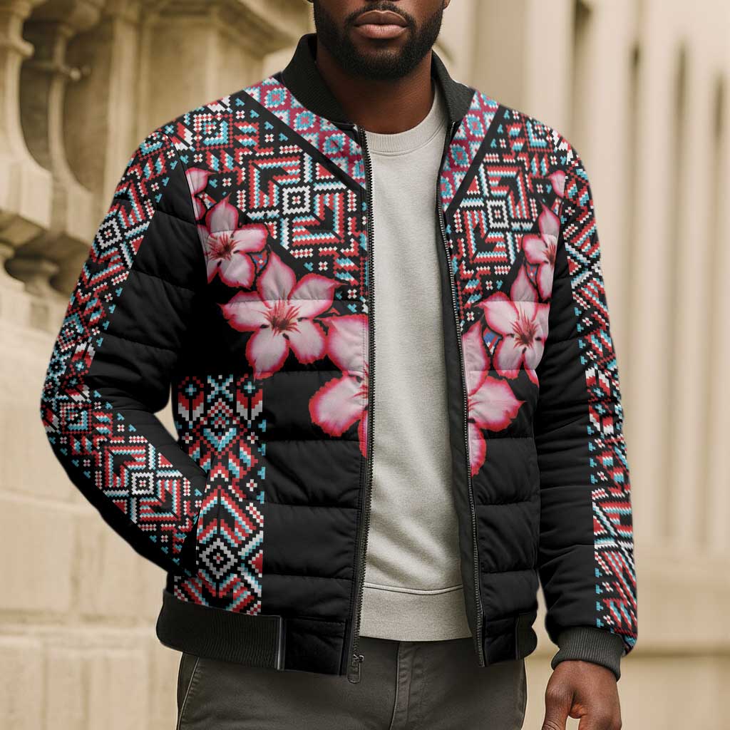 Africa Adenium Multiflorum Flowers Bomber Puffer Jacket Mix Native ...