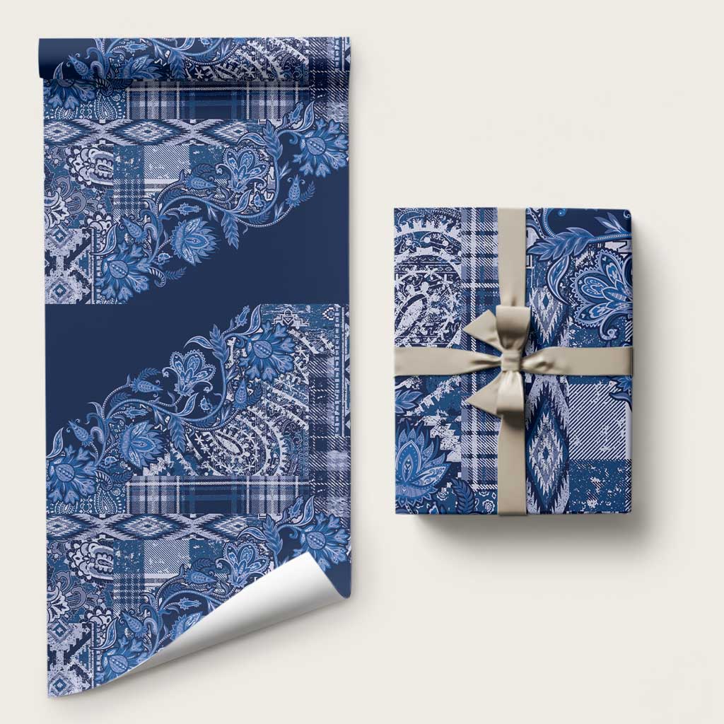 Africa Floral mix Maasai Shuka Wrapping Paper Blue Moitf by African Pride