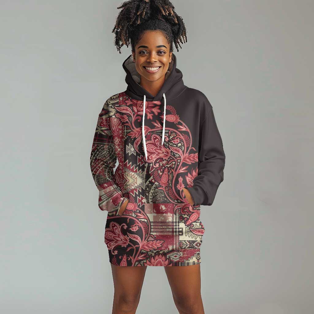 Afro Floral mix Maasai Shuka Hoodie Dress Red Moitf by AfricanPride