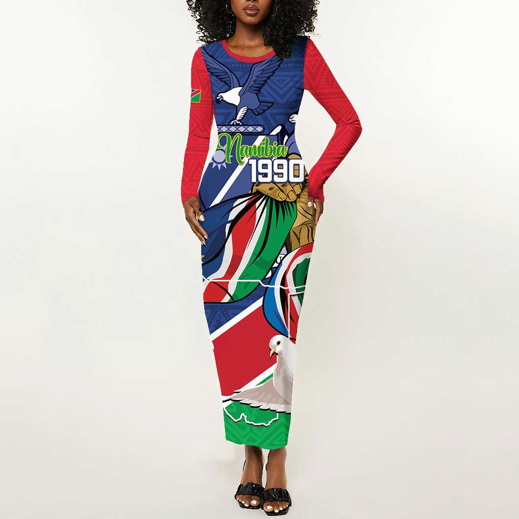 Afro Namibia Independence Day Long Sleeve Bodycon Dress Namibian 1990 ...