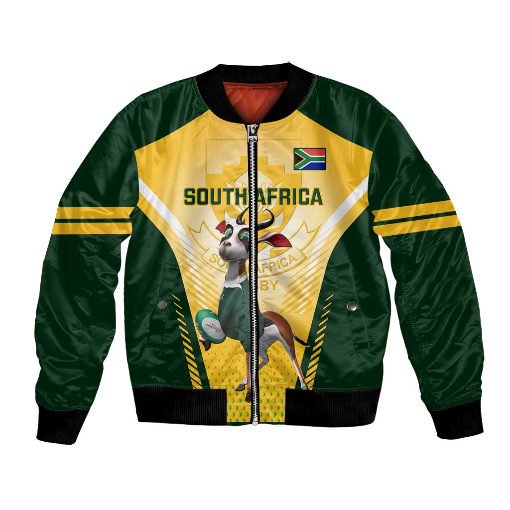 South Africa Rugby Bomber Jacket Cute Springboks Mascot by AfricanPride