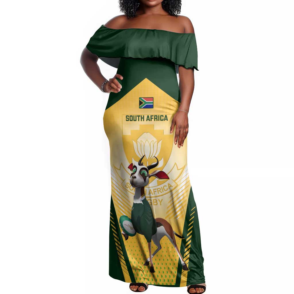 South Africa Rugby Off Shoulder Maxi Dress Cute Springboks Mascot by ...