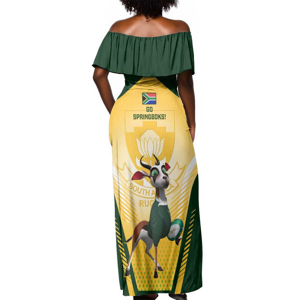 South Africa Rugby Off Shoulder Maxi Dress Cute Springboks Mascot by ...