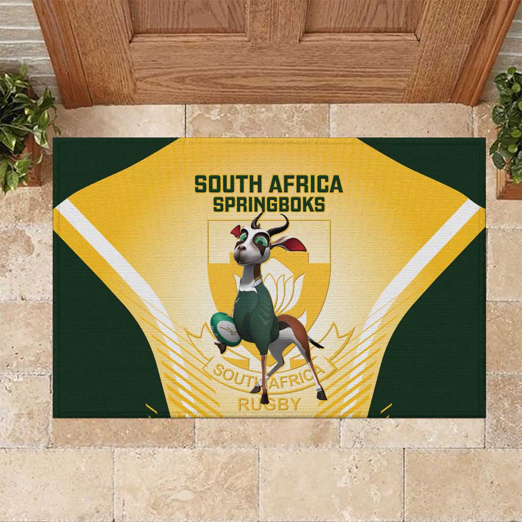 South Africa Rugby Rubber Doormat Cute Springboks Mascot by AfricanPride