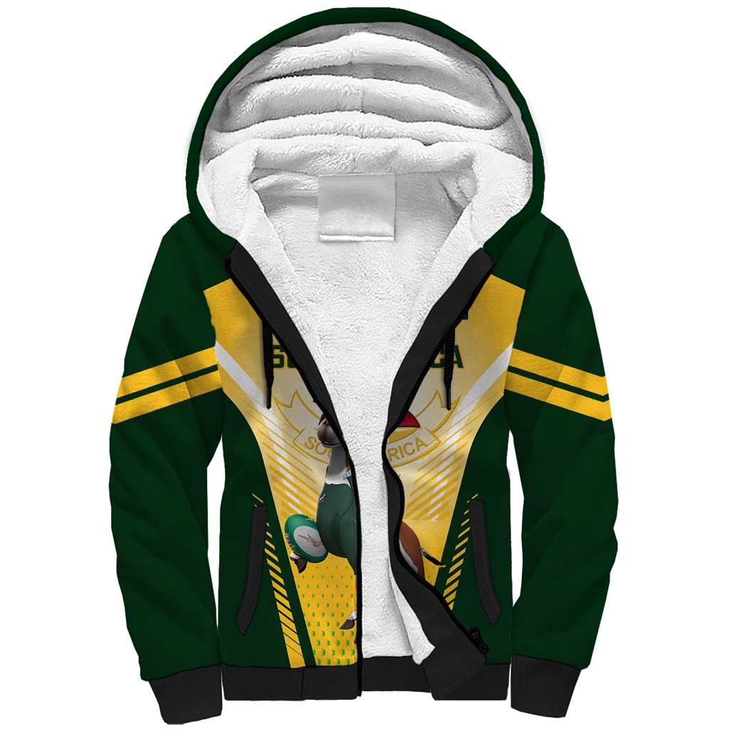 South Africa Rugby Sherpa Hoodie Cute Springboks Mascot by AfricanPride