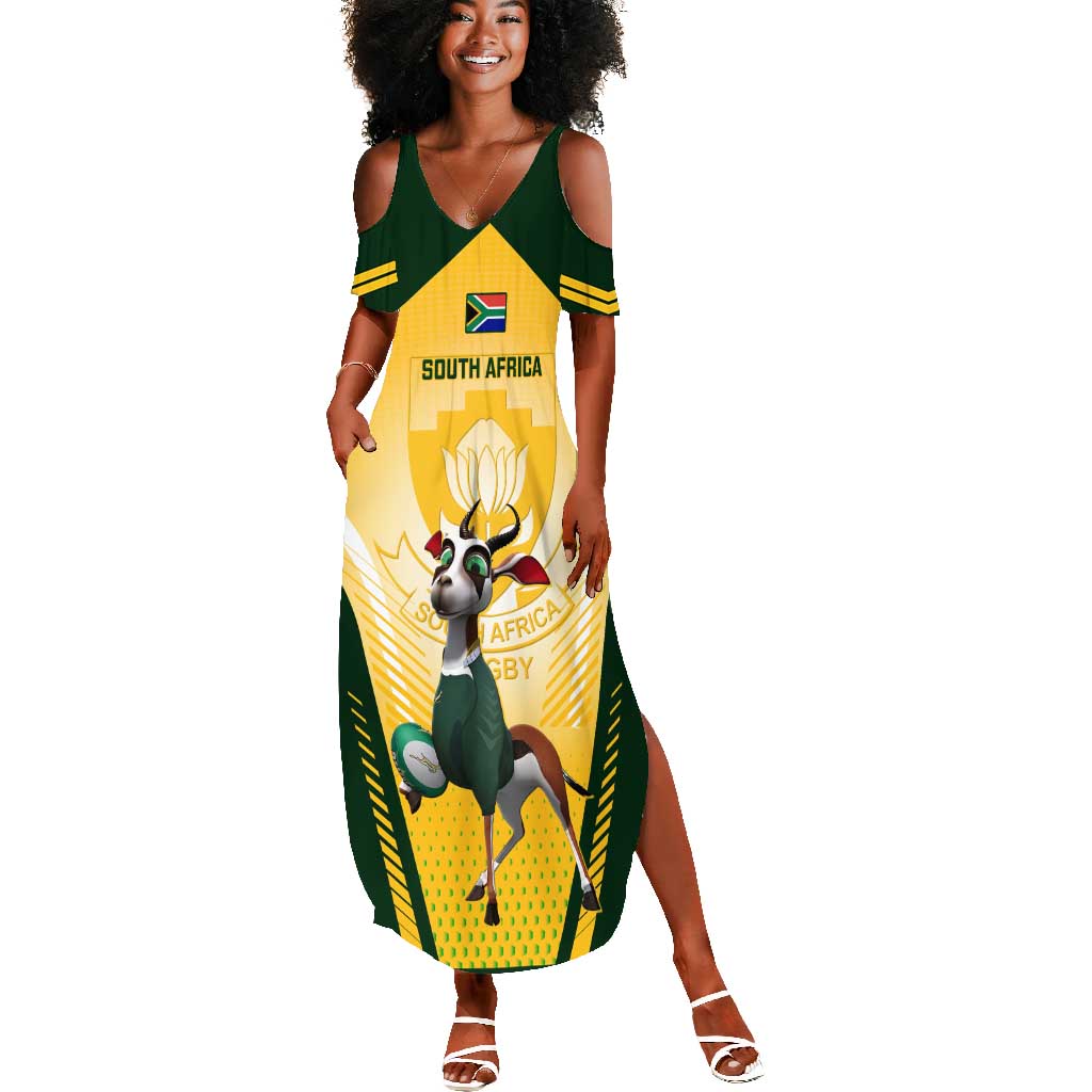 South Africa Rugby Summer Maxi Dress Cute Springboks Mascot by AfricanPride