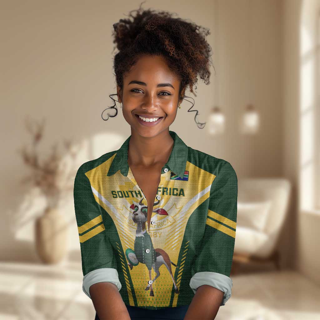 South Africa Rugby Women Casual Shirt Cute Springboks Mascot by ...