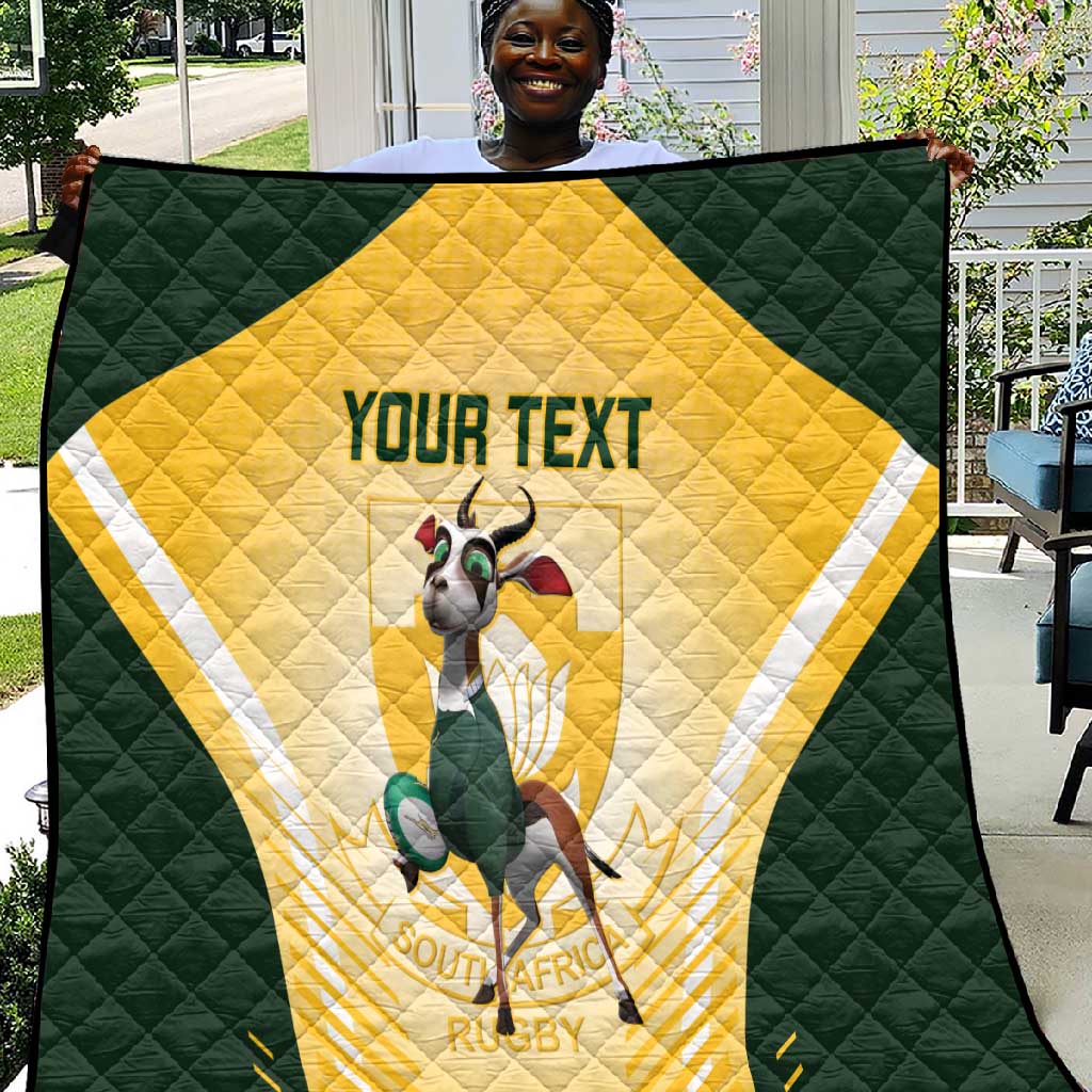 Custom South Africa Rugby Quilt Cute Springboks Mascot by AfricanPride