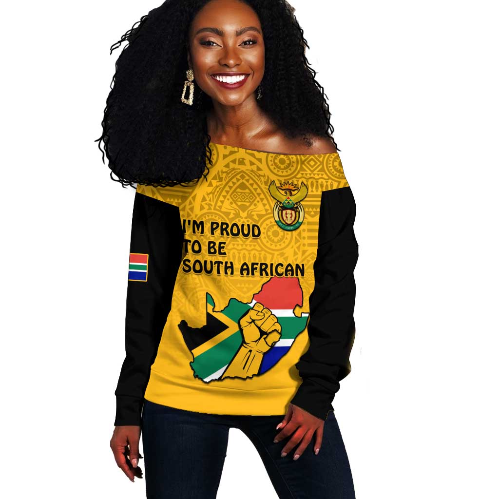 Personalised South Africa Off Shoulder Sweater African Pattern Happy ...