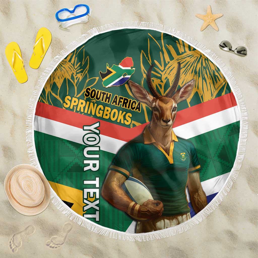 Custom South Africa Rugby Beach Blanket 2024 Go Springboks Mascot ...