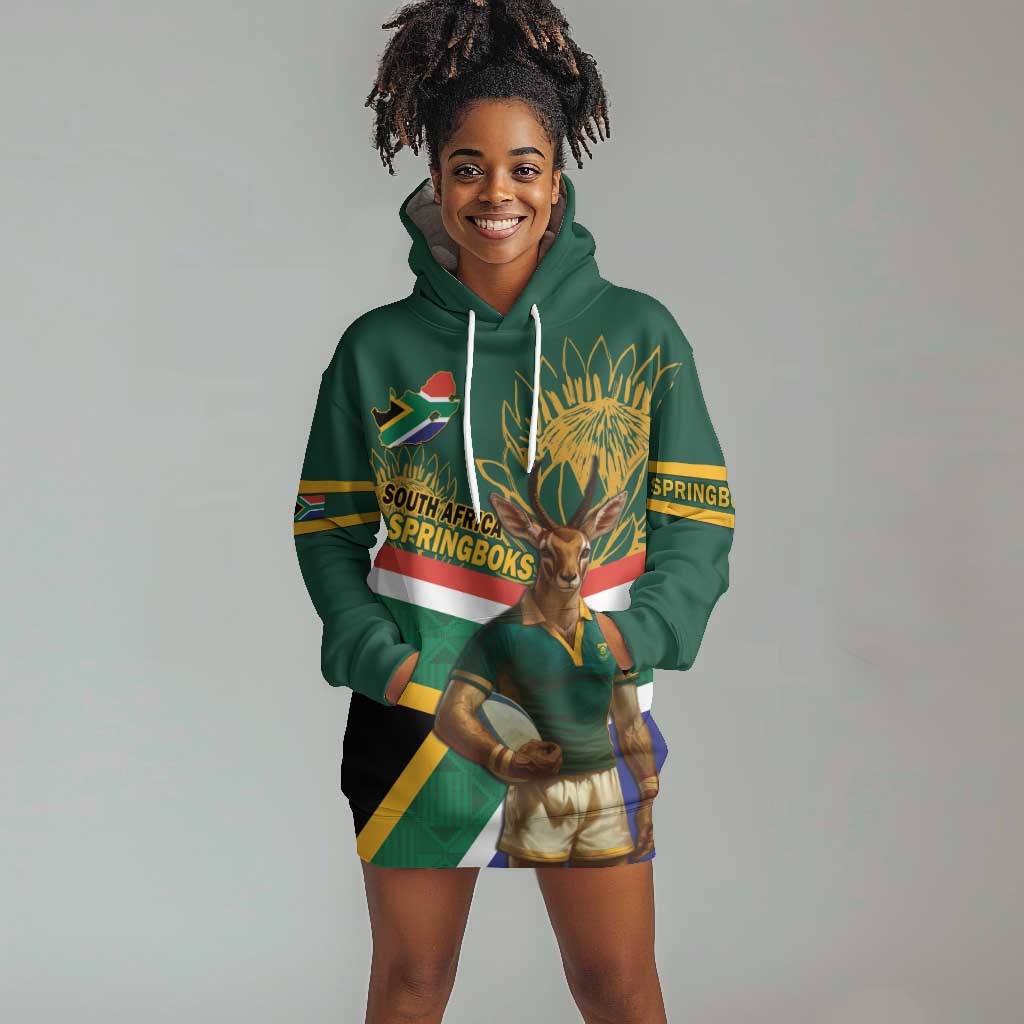 Custom South Africa Rugby Hoodie Dress 2024 Go Springboks Mascot ...