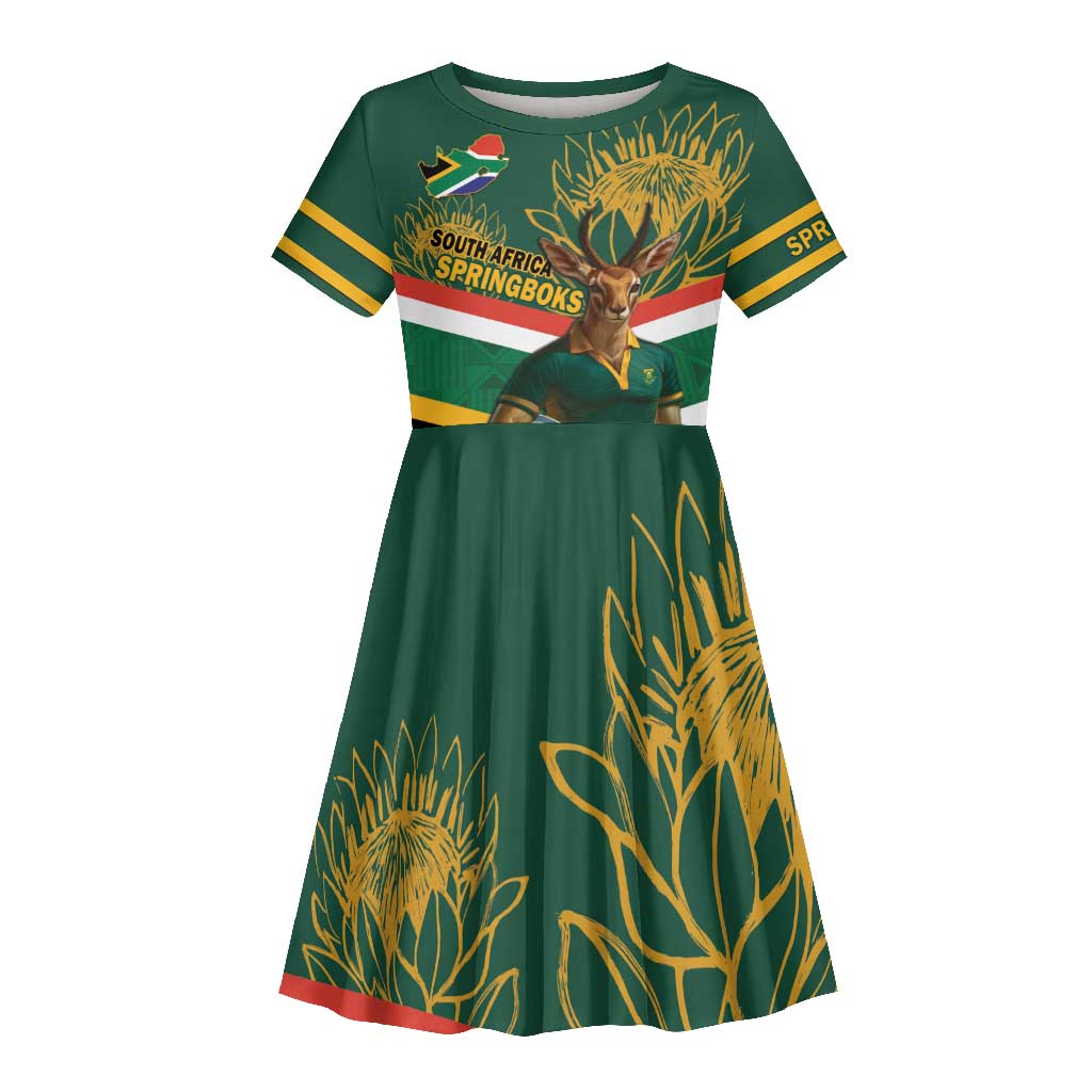 Custom South Africa Rugby Kid Short Sleeve Dress 2024 Go Springboks ...