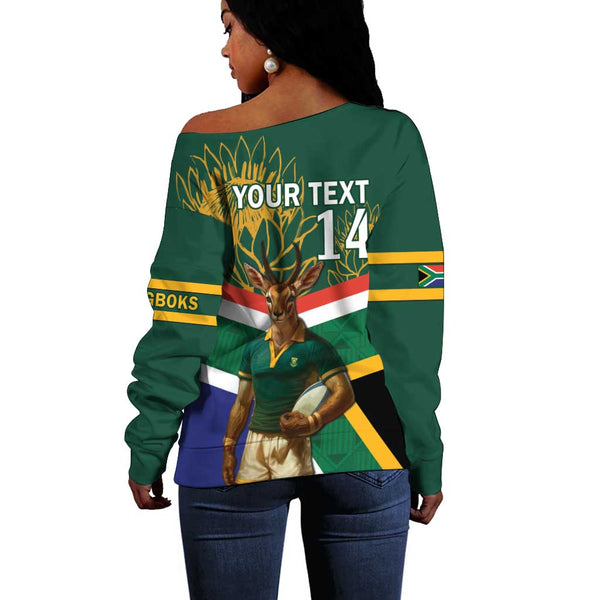 Custom South Africa Rugby Off Shoulder Sweater 2024 Go Springboks ...
