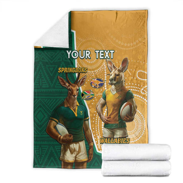 Personalised South Africa And Australia Rugby Blanket 2024 Springboks ...