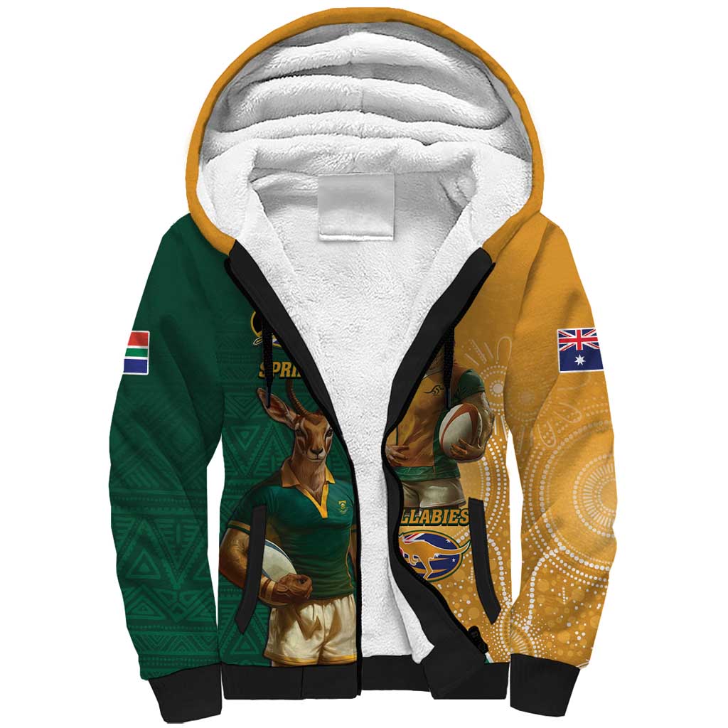 Personalised South Africa And Australia Rugby Sherpa Hoodie 2024 ...