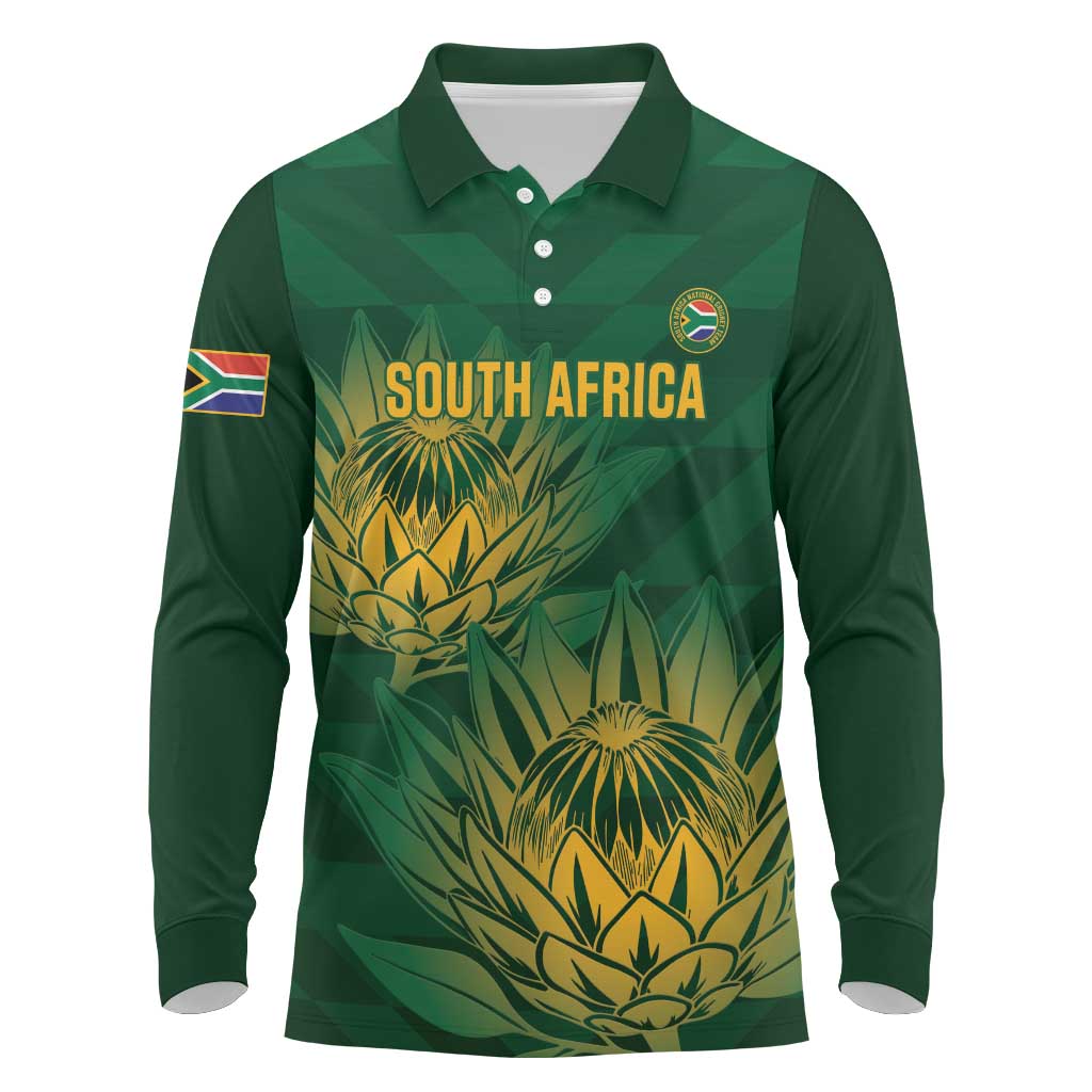 Custom South Africa Cricket Long Sleeve Polo Shirt Go Champions Proteas ...