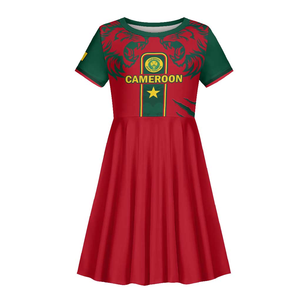 Custom Cameroon Football Kid Short Sleeve Dress 2024 African Nations Go ...