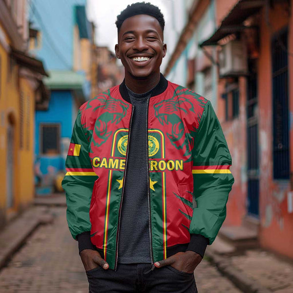 Custom Cameroon Football Sleeve Zip Bomber Jacket 2024 African Nations ...