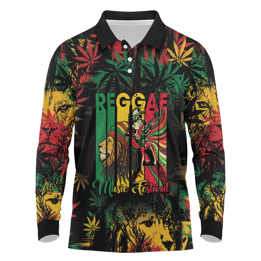 Jamaica Reggae Festival Long Sleeve Polo Shirt One Love Rastafari ...