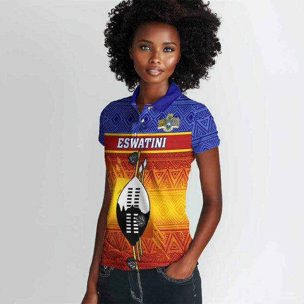Personalised Eswatini Independence Day Women Polo Shirt Swaziland Nguni ...
