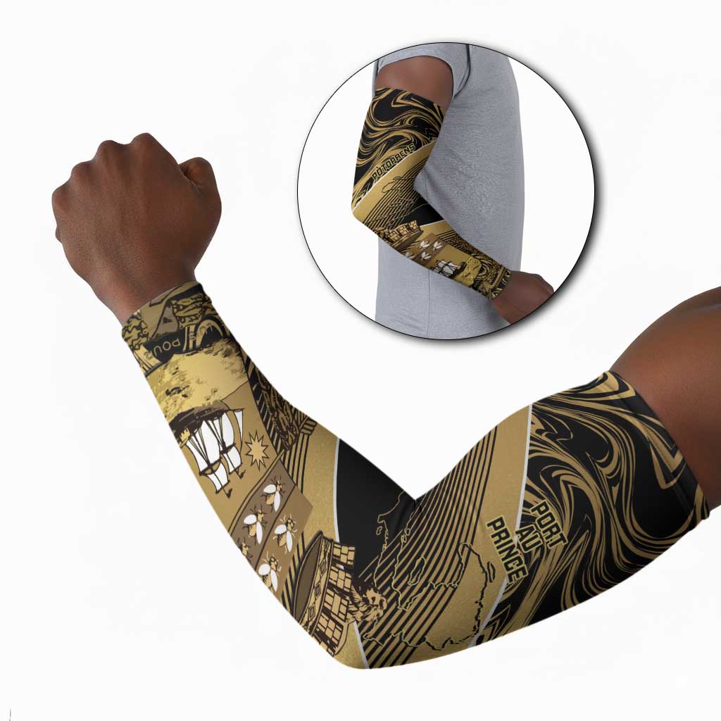 Port-au-Prince Afro-Haitians Arm Sleeves Ayiti Map Pòtoprens Gold Color ...