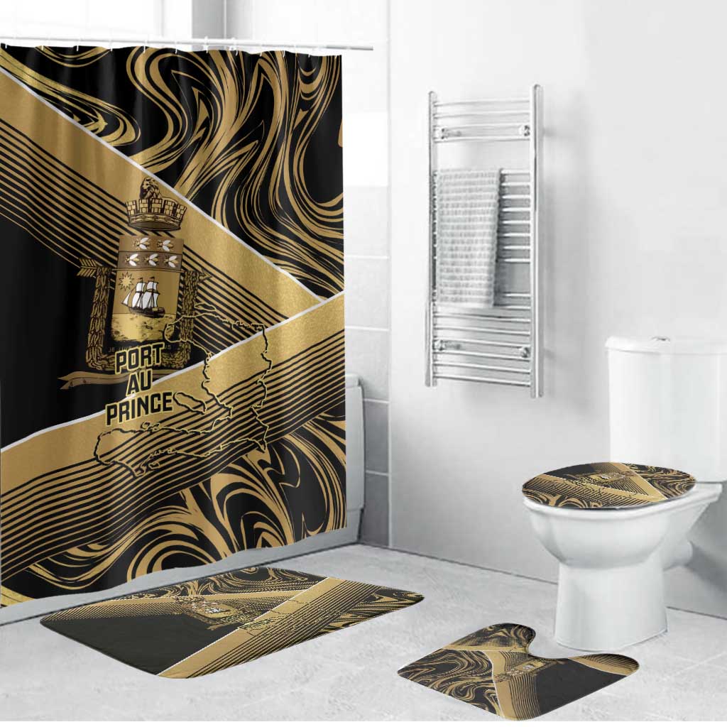 Port-au-Prince Afro-Haitians Bathroom Set Ayiti Map Pòtoprens Gold ...
