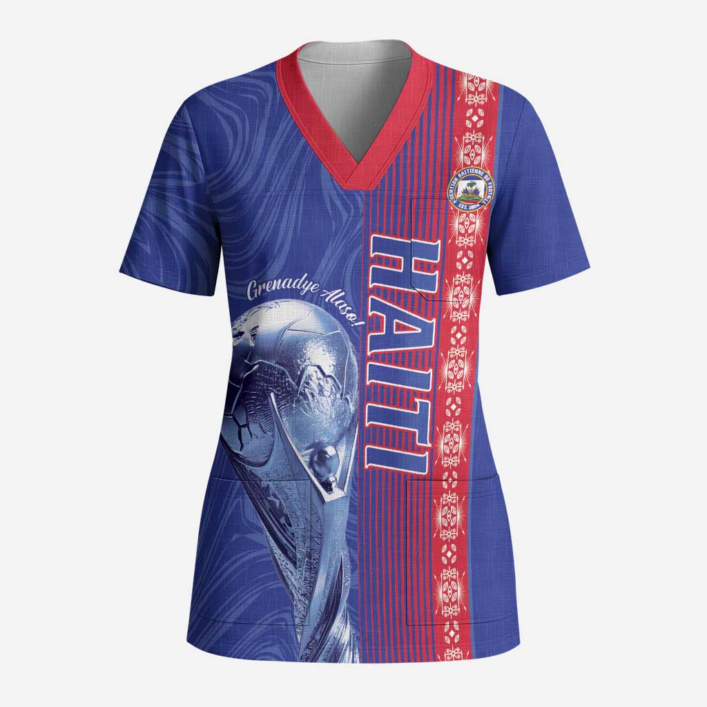 Custom Afro-Haiti Football Scrub Top 2026 Grenadye Alaso Blue Version ...