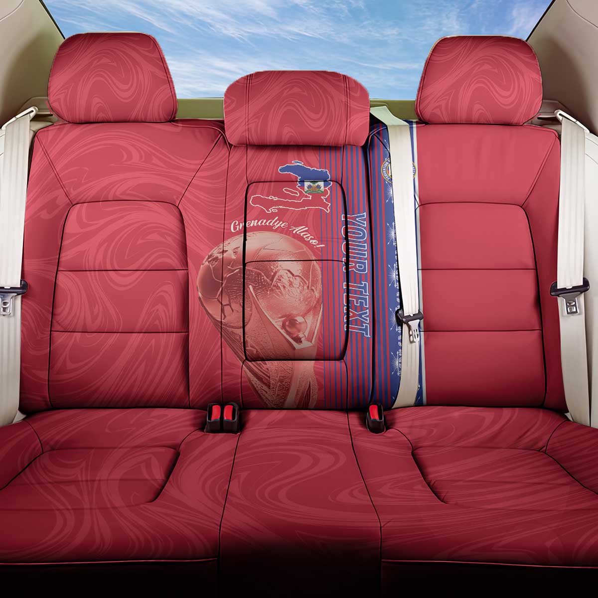Custom Afro-Haiti Football Back Car Seat Cover 2026 Grenadye Alaso Red ...