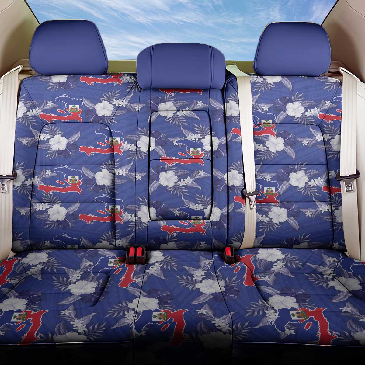 Afro-Haitians Back Car Seat Cover Ayiti Map and Rose Kayenn Tropical ...